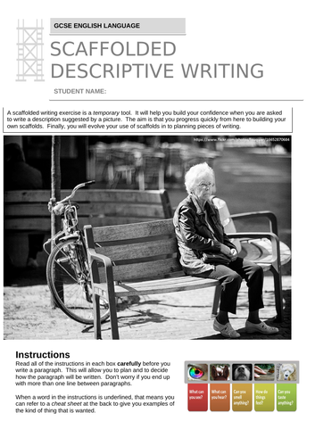2 GCSE English Language 9-1 Scaffolded Descriptive Writing - Whole Text ...