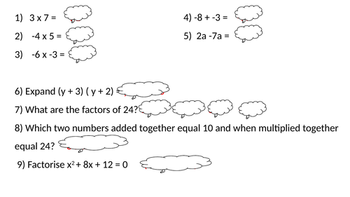 GCSE- Expanding single and double brackets/Factorising/Simultaneous ...