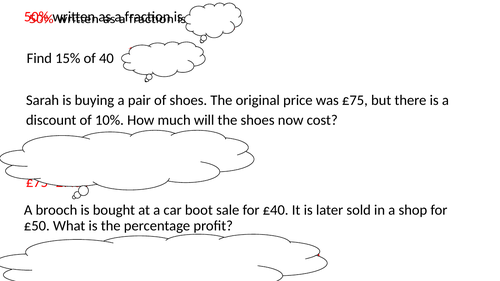 GCSE-Percentages -amount/ Reverse percentages/ Percentage Change ...