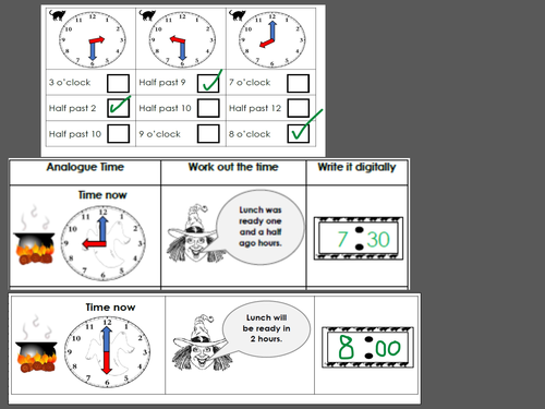 Halloween Telling the Time: To The Hour and Half Hour, Elapsed Time ...