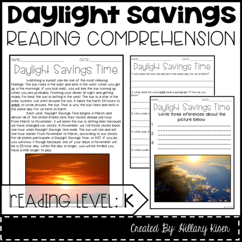 Leveled Text K: Daylight Savings Time | Teaching Resources