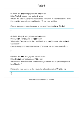 Tricky Ratio Worksheet for top GCSE Grades 8 - 9 | Teaching Resources