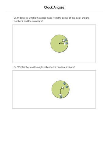 KS3 Maths: Angles (from clocks) worksheet | Teaching Resources