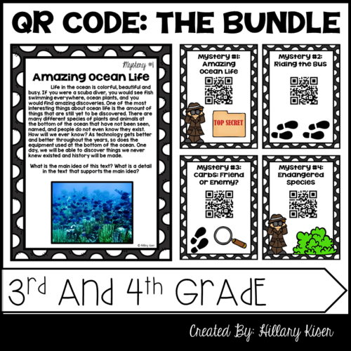 QR Code Literacy Activities: 3rd and 4th Grade Bundle | Teaching Resources
