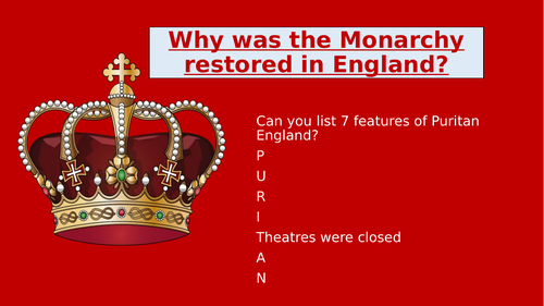 English Civil War The Restoration | Teaching Resources