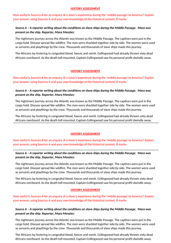 The Slave Trade GCSE assessment for KS3 | Teaching Resources