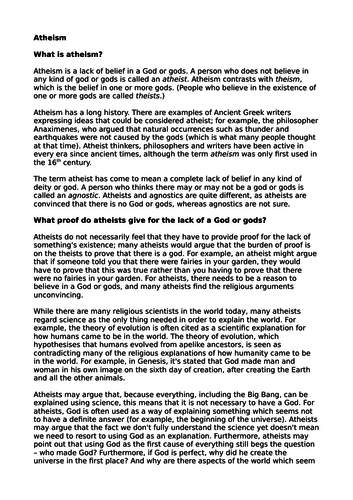 Atheism | Teaching Resources