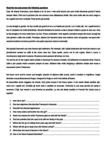 The tenses in Italian | Teaching Resources