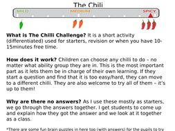 100+ Maths Starters Differentiated - Chilli Challenge | Teaching Resources