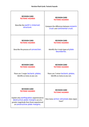 AQA GCSE Geography (2016) Tectonic Hazards content flashcards ... AQA GCSE Geography (2016) Tectonic Hazards content flashcards ...