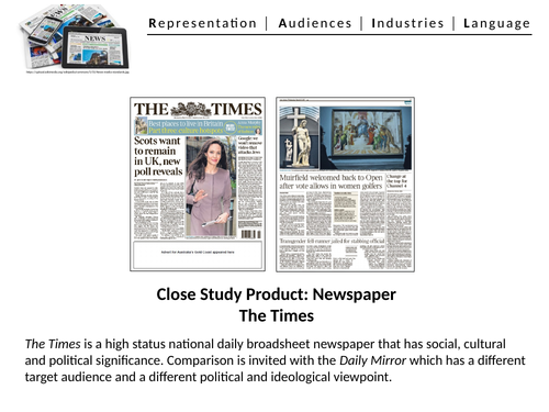 The Times GCSE Media Studies (9-1) Newspaper CSP | Teaching Resources