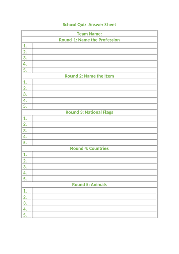 Back to School Quiz | Teaching Resources