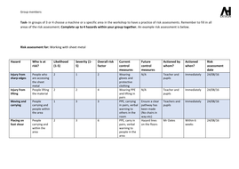Risk Assessment Worksheet | Teaching Resources