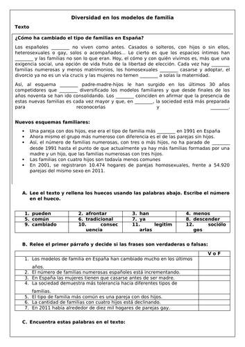 Spanish A Level Family Structure: diversidad en modelos de familia ...