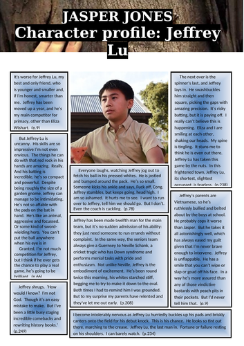 Jasper Jones - Character profile: Jeffrey Lu | Teaching Resources