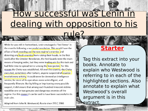 AQA A-Level Tsarist & Communist Russia Lesson 75 (Opposition to Lenin ...