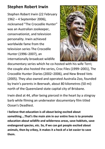 Steve Irwin Activity Bundle | Teaching Resources
