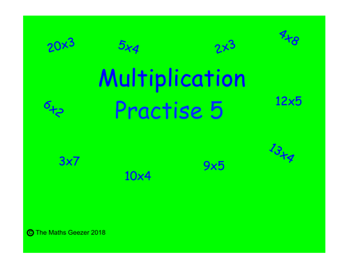 Multiplication Practise 5 | Teaching Resources