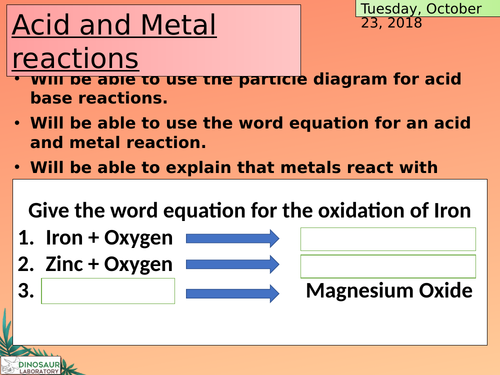 KS3 Acid and metal reactions | Teaching Resources