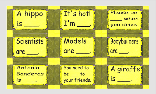 Adjectives Legal Size Text Card Game | Teaching Resources