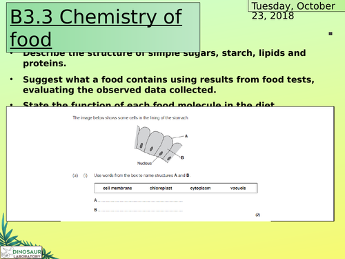 KS4 B3.3 Chemistry of food . | Teaching Resources