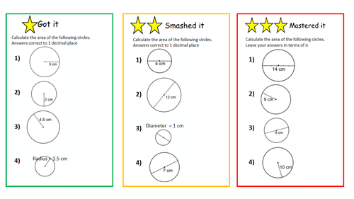 GCSE Maths/Functional Skills-Area of A Circle Differentiated Worksheet ... GCSE Maths/Functional Skills-Area of A Circle Differentiated Worksheet ...