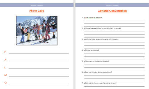GCSE Revision Pack - Unit 1 Las Vacaciones | Teaching Resources