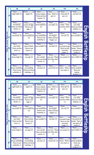 There Is versus There Are Legal Size Text Battleship Game | Teaching ...
