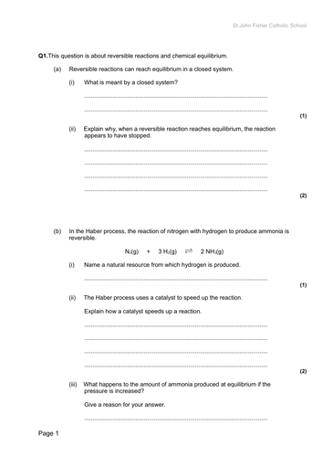 KS4 C8.8 Dynamic equilibrium and the haber process . | Teaching Resources