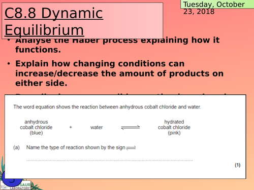 KS4 C8.8 Dynamic equilibrium and the haber process . | Teaching Resources