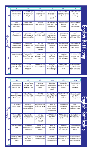 Confusing Verbs Legal Size Text Battleship Game | Teaching Resources