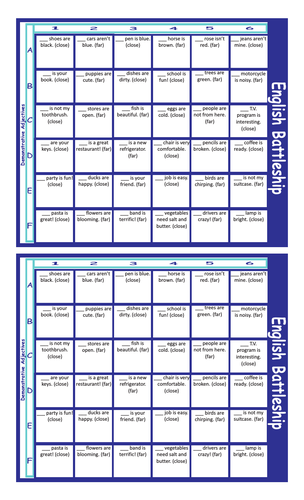 Demonstrative Adjectives Legal Size Text Battleship Game | Teaching ...