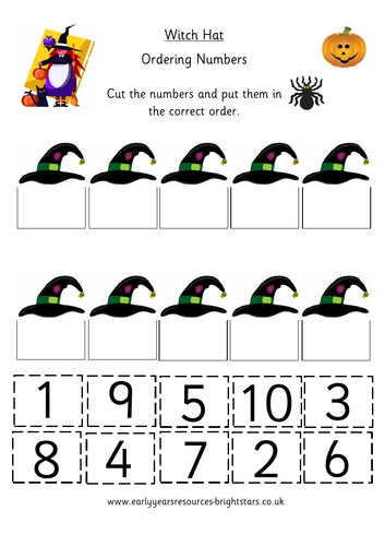 Halloween Ordering numbers 1-10 | Teaching Resources