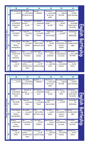 Passive versus Active Voice Legal Size Text Battleship Game | Teaching ...