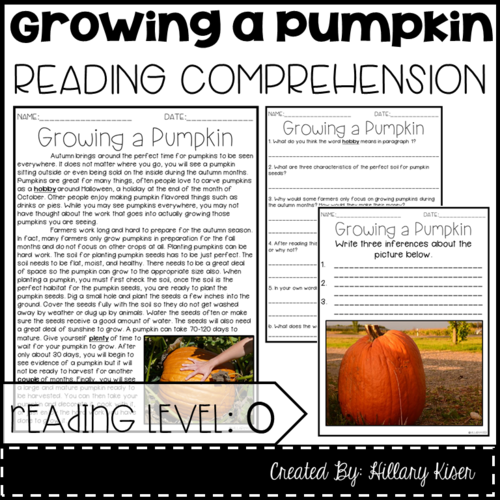 Leveled Text O: Growing a Pumpkin | Teaching Resources