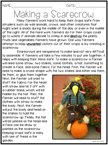 Leveled Text Q: Making a Scarecrow | Teaching Resources