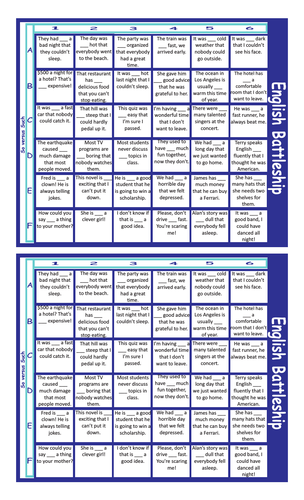 So versus Such Legal Size Text Battleship Game | Teaching Resources