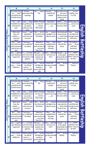 Used to versus Would Always Legal Size Text Battleship Game | Teaching ...