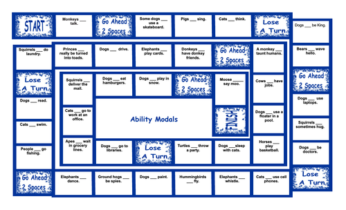 Ability Modals Legal Size Text Board Game | Teaching Resources