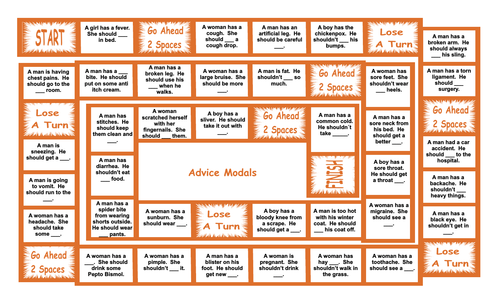 Advice Modals Legal Size Text Board Game | Teaching Resources