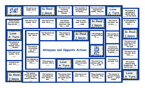 Antonyms and Opposite Actions Legal Size Text Board Game | Teaching ...
