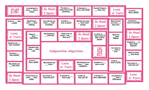 Comparative Adjectives Legal Size Text Board Game | Teaching Resources