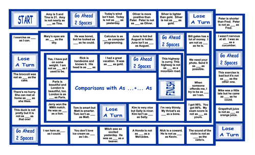 Comparisons with As ...+... As Legal Size Text Board Game | Teaching ...