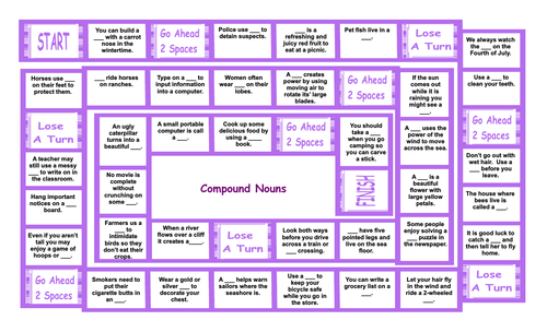 Compound Nouns Legal Size Text Board Game | Teaching Resources