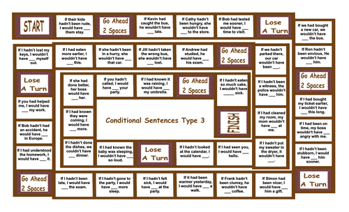 Conditional Sentences Type 3 Legal Size Text Board Game | Teaching ...