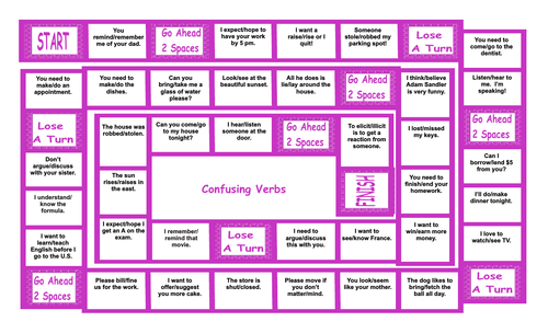 Confusing Verbs Legal Size Text Board Game | Teaching Resources