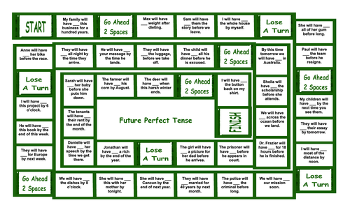 Future Perfect Tense Legal Size Text Board Game | Teaching Resources