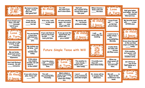 Future Simple Tense with Will Legal Size Text Board Game | Teaching ...