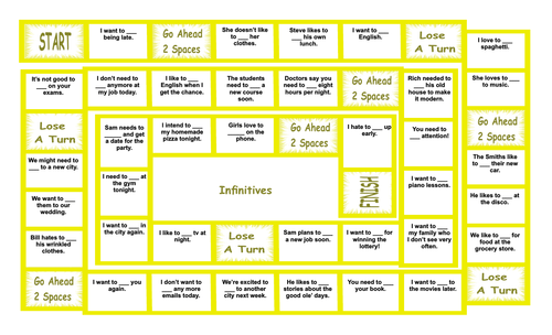 Infinitives Legal Size Text Board Game | Teaching Resources