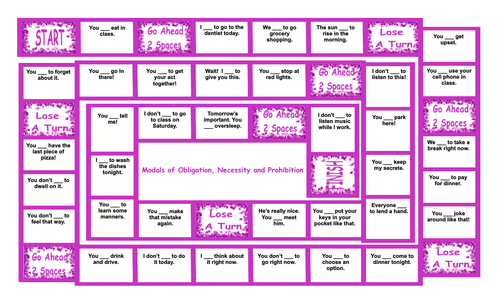 Modals of Obligation, Necessity and Prohibition Legal Size Text Board ...